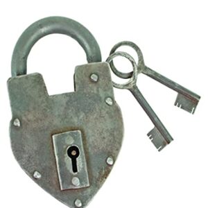 Antique Reproduction Heart Padlock with 2 Skeleton Keys INsideOUT by Upper Deck