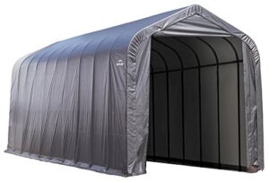 shelterlogic 14x24x12 peak style shelter, grey cover