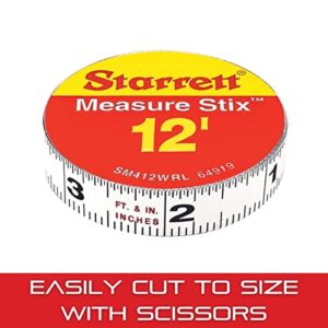 Starrett Tape Measure Stix with Adhesive Backing - Mount to Work Bench, Saw Table, Drafting Table - 1/2" x 12', English Metric, Right-Left Reading - SM412WRL