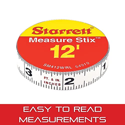 Starrett Tape Measure Stix with Adhesive Backing - Mount to Work Bench, Saw Table, Drafting Table - 1/2" x 12', English Metric, Right-Left Reading - SM412WRL