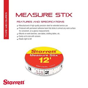 Starrett Tape Measure Stix with Adhesive Backing - Mount to Work Bench, Saw Table, Drafting Table - 1/2" x 12', English Metric, Right-Left Reading - SM412WRL