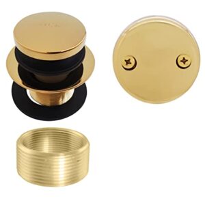 Westbrass Universal Fine or Coarse Thread Replacement Tip-Toe Strainer Drain with 2-Hole Faceplate, Polished Brass, D93K-01