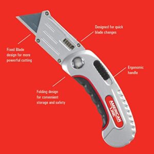 American Line Folding Utility Knife with 6 Blades - Ergonomic Handle Design with Quick Blade Change Technology - 65-0203