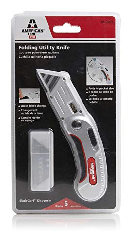 American Line Folding Utility Knife with 6 Blades - Ergonomic Handle Design with Quick Blade Change Technology - 65-0203