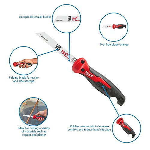 Milwaukee 48-22-0305 6 Inch Folding Jab Saw Compatible with Sawzall Reciprocating Saw Blades (Multi Purpose Blade Included)