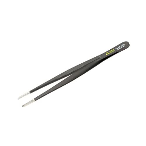 Wiha 44520 Tweezers, ESD Safe, Universal Blunt Tip Serrated