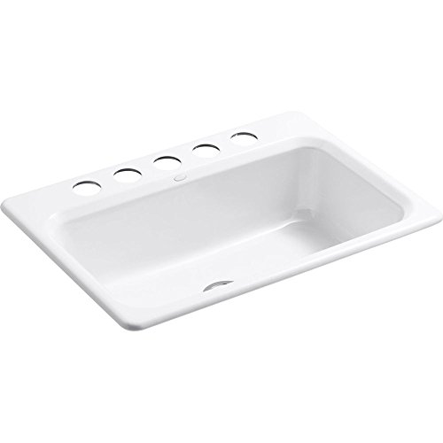 Kohler K-5832-5U-0 Bakersfield Undercounter Sink with Installation Kit, White