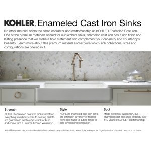 Kohler K-5832-5U-0 Bakersfield Undercounter Sink with Installation Kit, White