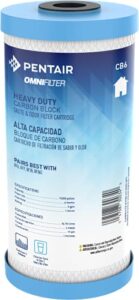 pentair omnifilter cb6 carbon water filter, 10" whole house heavy duty carbon block taste & odor replacement filter cartridge, 10" x 4.5", 1 micron, blue