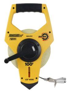 johnson level & tool 1809-0100 geared open reel fiberglass tape, 100', yellow, 1 tape