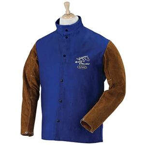 revco frb9-30c/bs-xl 9oz fr cotton & cowhide hybrid welding jacket, xl