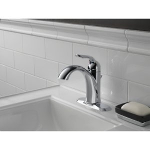 Delta Faucet Lahara Single Hole Bathroom Faucet Brushed Nickel, Single Handle Bathroom Faucet, Diamond Seal Technology, Drain Assembly, Stainless 538-SSMPU-DST, 5.50 x 2.25 x 5.50 inches