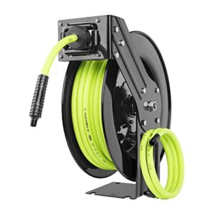 flexzilla open face retractable air hose reel, 3/8 in. x 50 ft., heavy duty, lightweight, hybrid, zillagreen - l8611fz