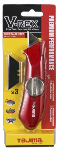 TAJIMA Utility Knife - VR-Series Box Cutter with Fixed Blade & 3 V-REX Blades - VR-101R