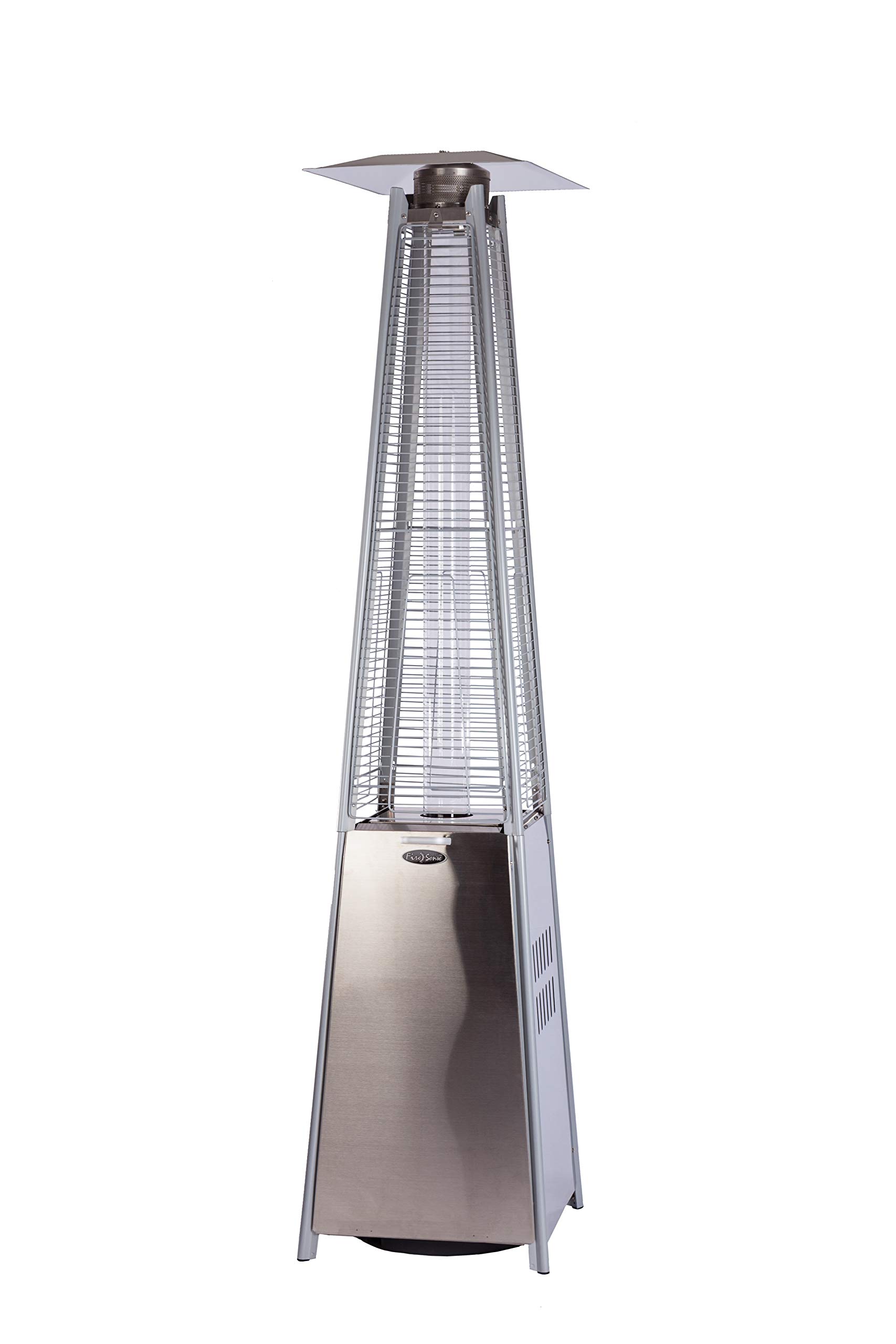 Fire Sense 60523 Pyramid Flame Patio Heater 40,000 BTU Outdoor Propane Heater Tower with Wheels - Stainless Steel