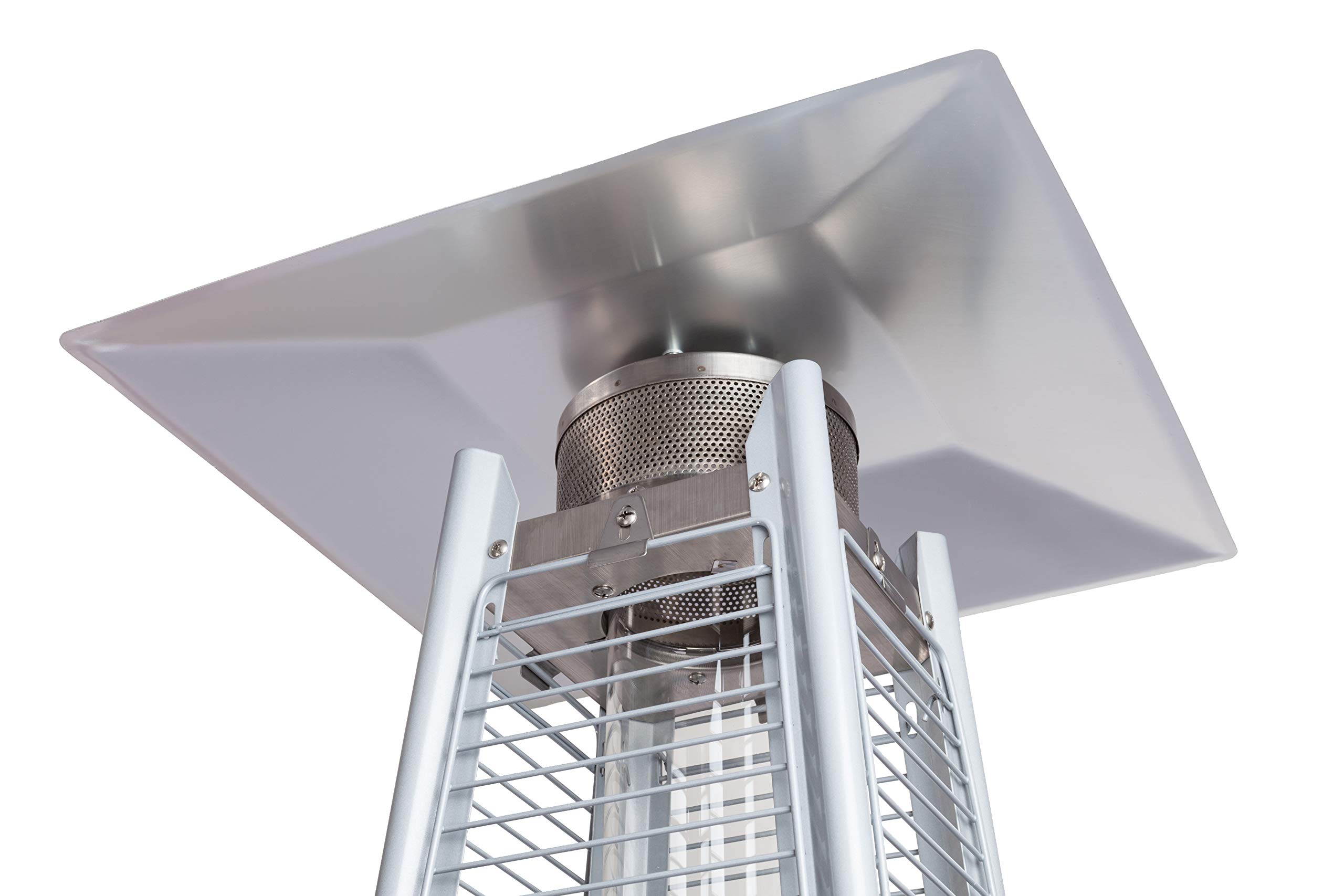 Fire Sense 60523 Pyramid Flame Patio Heater 40,000 BTU Outdoor Propane Heater Tower with Wheels - Stainless Steel