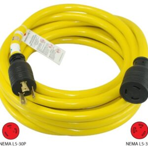 Conntek 20572: 30 Amp L5-30 Locking Style Generator Extension Cord, 50 Feet Yellow