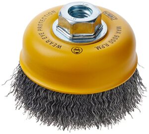 dewalt wire cup brush, crimped, carbon steel, 4-inch x 5/8-inch, 11 hp, .014-inch (dw49101)