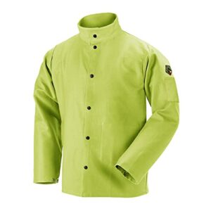 black stallion 9 oz. fr cotton welding coat - 30" lime green fl9-30c - xl