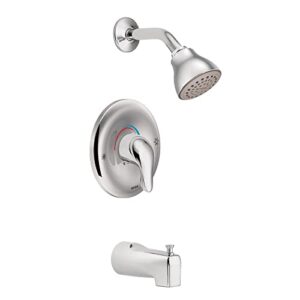 moen chateau chrome posi-temp bathtub trim kit with shower head, lever handle, and tub spout, tl183ep