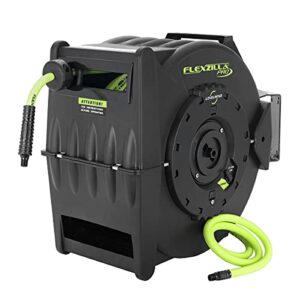 flexzilla levelwind retractable air hose reel, 3/8 in. x 75 ft., heavy duty, lightweight, hybrid, zillagreen - l8306fz