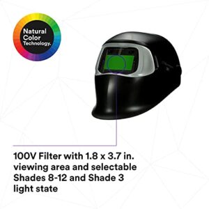 3M Speedglas Welding Helmet 100, Auto Darkening Filter 100V TIG 10A MIG/MAG Stick for Grinding, Sanding and Metal Repair, Student or Part Time Welder, 07-0012-31BL,Black