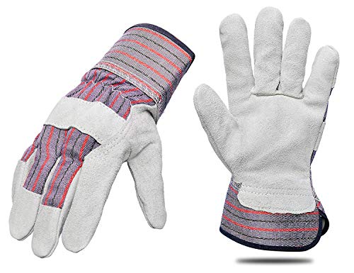 G & F Products unisex adult Safety Cuff Regular Grade work gloves, Grey, Large Pack of 5 US