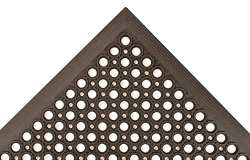 NoTrax 3' x 5' Lightweight Restaurant Rubber Floor Mat with Drainage Holes, Anti-Fatigue Mats, Black, T30 Competitor, T30S0035BL