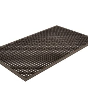 NoTrax 3' x 5' Lightweight Restaurant Rubber Floor Mat with Drainage Holes, Anti-Fatigue Mats, Black, T30 Competitor, T30S0035BL