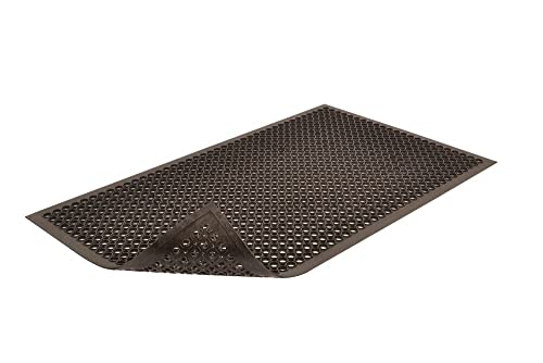 NoTrax 3' x 5' Lightweight Restaurant Rubber Floor Mat with Drainage Holes, Anti-Fatigue Mats, Black, T30 Competitor, T30S0035BL