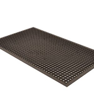 NoTrax 3' x 5' Lightweight Restaurant Rubber Floor Mat with Drainage Holes, Anti-Fatigue Mats, Black, T30 Competitor, T30S0035BL