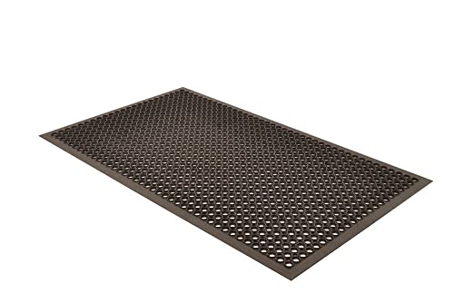 NoTrax 3' x 5' Lightweight Restaurant Rubber Floor Mat with Drainage Holes, Anti-Fatigue Mats, Black, T30 Competitor, T30S0035BL