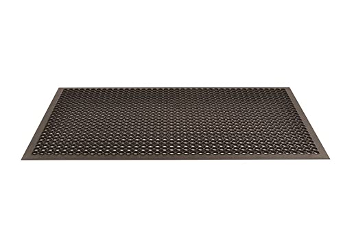 NoTrax 3' x 5' Lightweight Restaurant Rubber Floor Mat with Drainage Holes, Anti-Fatigue Mats, Black, T30 Competitor, T30S0035BL