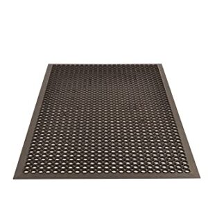 NoTrax 3' x 5' Lightweight Restaurant Rubber Floor Mat with Drainage Holes, Anti-Fatigue Mats, Black, T30 Competitor, T30S0035BL