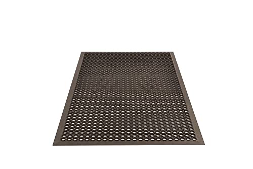 NoTrax 3' x 5' Lightweight Restaurant Rubber Floor Mat with Drainage Holes, Anti-Fatigue Mats, Black, T30 Competitor, T30S0035BL