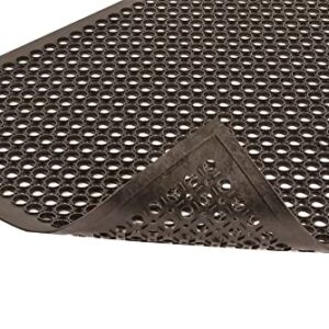 NoTrax 3' x 5' Lightweight Restaurant Rubber Floor Mat with Drainage Holes, Anti-Fatigue Mats, Black, T30 Competitor, T30S0035BL