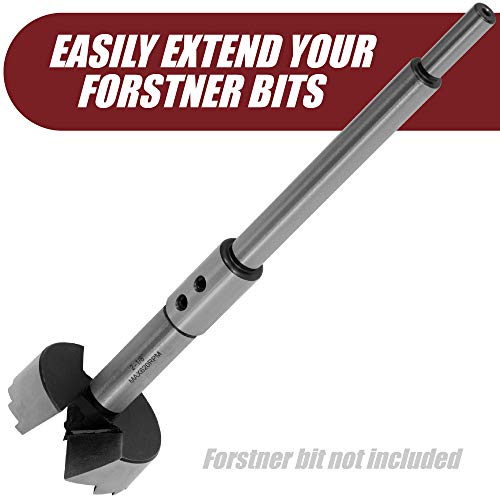 Fulton 6 inch Long Forstner Bit Extension for Adding Over 5-5/8 inches of Drilling Depth to Your Forstner Bit. for Wood Turners, Furniture, Carpentry and Construction