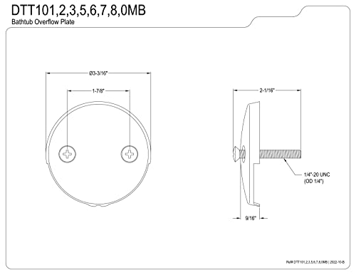 Kingston Brass DTT108 Bath Tub Overflow Plate, Brushed Nickel 3.19 x 3.19 x 2.31