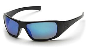 pyramex safety-sb5665d goliath safety eyewear, black frame, ice blue mirror lens