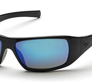 Pyramex Safety-SB5665D Goliath Safety Eyewear, Black Frame, Ice Blue Mirror Lens