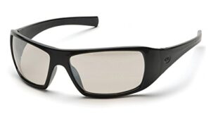 pyramex goliath safety eyewear, black frame, indoor/outdoor mirror lens