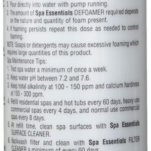 Spa Essentials 32424000 Defoamer for Spas and Hot Tubs, 1-Pint