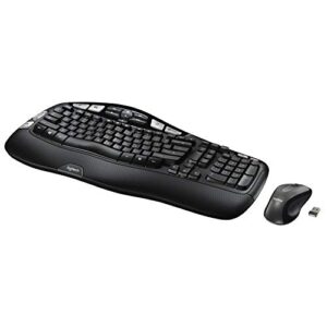 logitech mk550 wireless wave keyboard and mouse combo - includes mouse, long battery life, ergonomic design, black