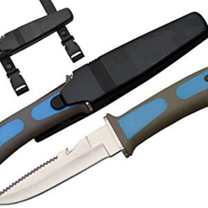 Szco Supplies 9" Blue Diver's Utility Knife with Leg Strap Sheath (210424-BL)