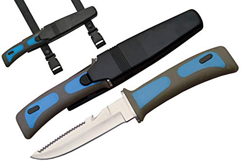 Szco Supplies 9" Blue Diver's Utility Knife with Leg Strap Sheath (210424-BL)