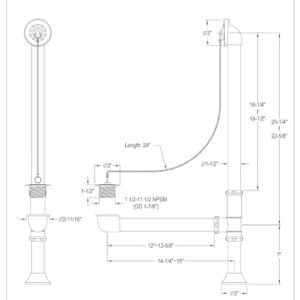 Kingston Brass CC2095 Brass Claw Foot Bath Drain, Oil Rubbed Bronze,27"