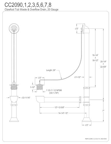 Kingston Brass CC2095 Brass Claw Foot Bath Drain, Oil Rubbed Bronze,27"