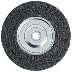 forney 72747 wire bench wheel brush, fine crimped with 1/2-inch and 5/8-inch arbor, 6-inch-by-.008-inch