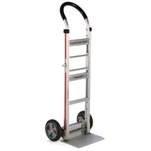 magline fta19e1al aluminum straight back folding hand truck, no 19 handle, cushion wheels, 500lbs capacity, 49" height, 16" length x 18-1/2" width