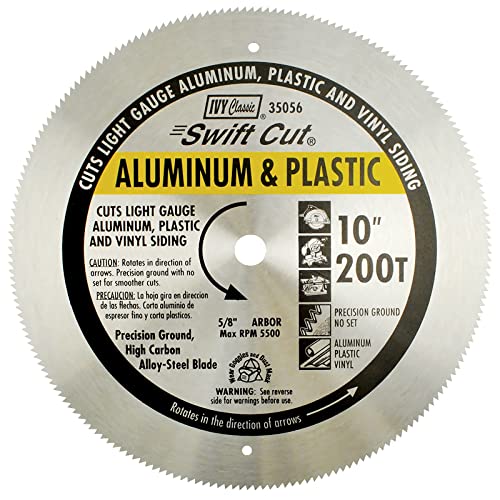 IVY Classic 35056 Swift Cut 10" 200 Tooth Aluminum & Plastic Cutting Circular Saw Blade with 5/8" Arbor, 1/Card